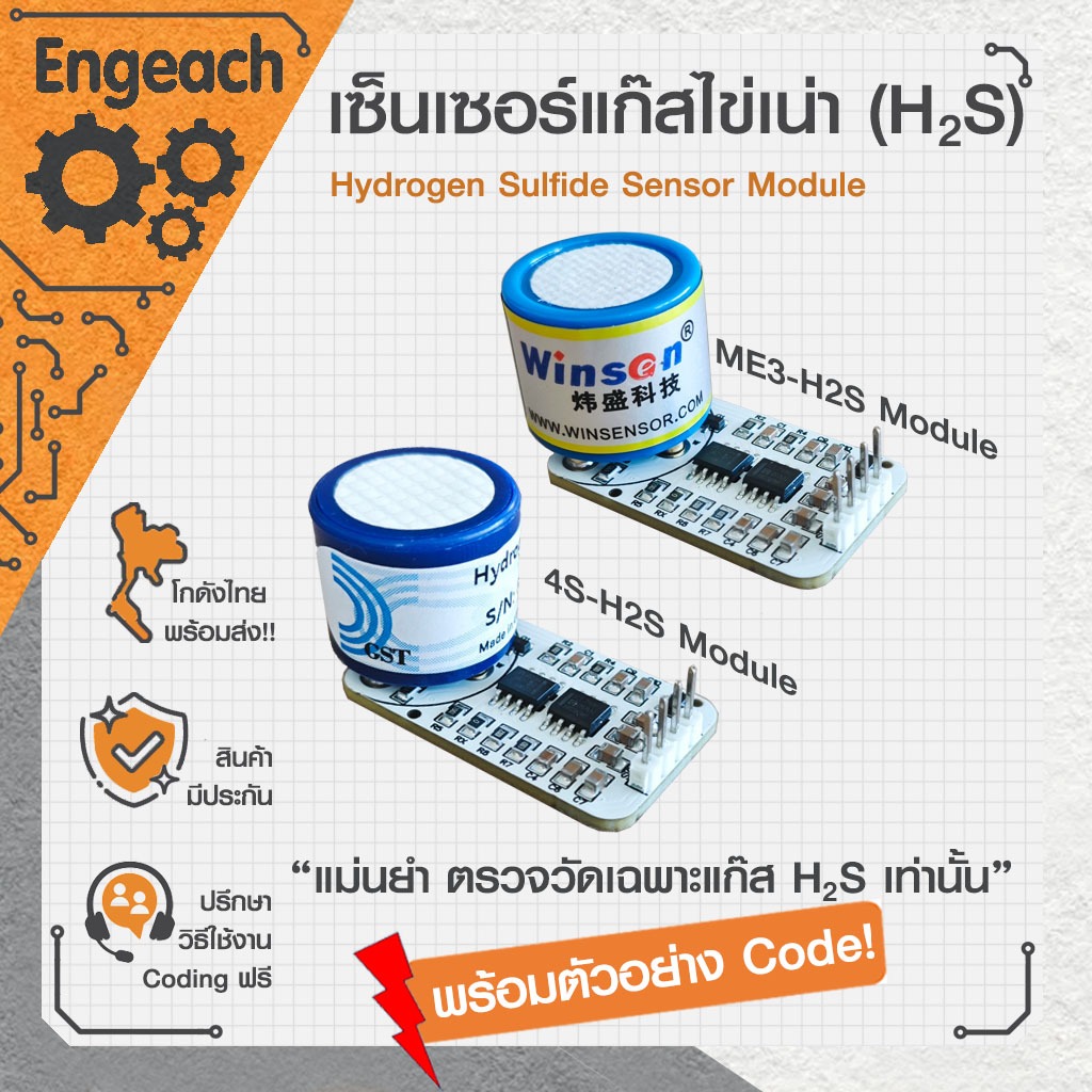 เซ็นเซอร์แก๊สไข่เน่า (แก๊สไฮโดรเจนซัลไฟด์) Hydrogen Sulfide Sensor (H2S ...