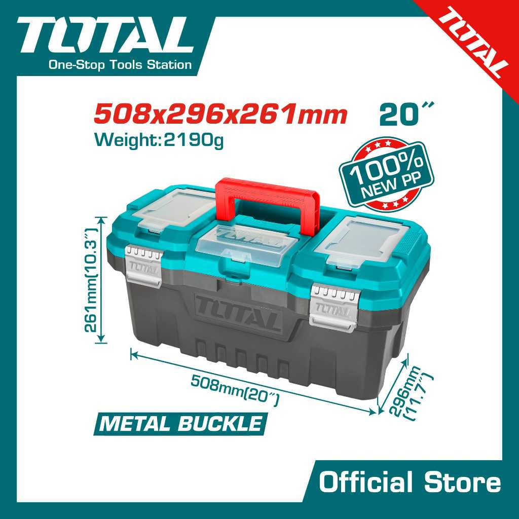 TOTAL กล่องเครื่องมือช่าง พลาสติก พร้อมถาด ขนาด 20 นิ้ว รุ่น TPBX0202 ...