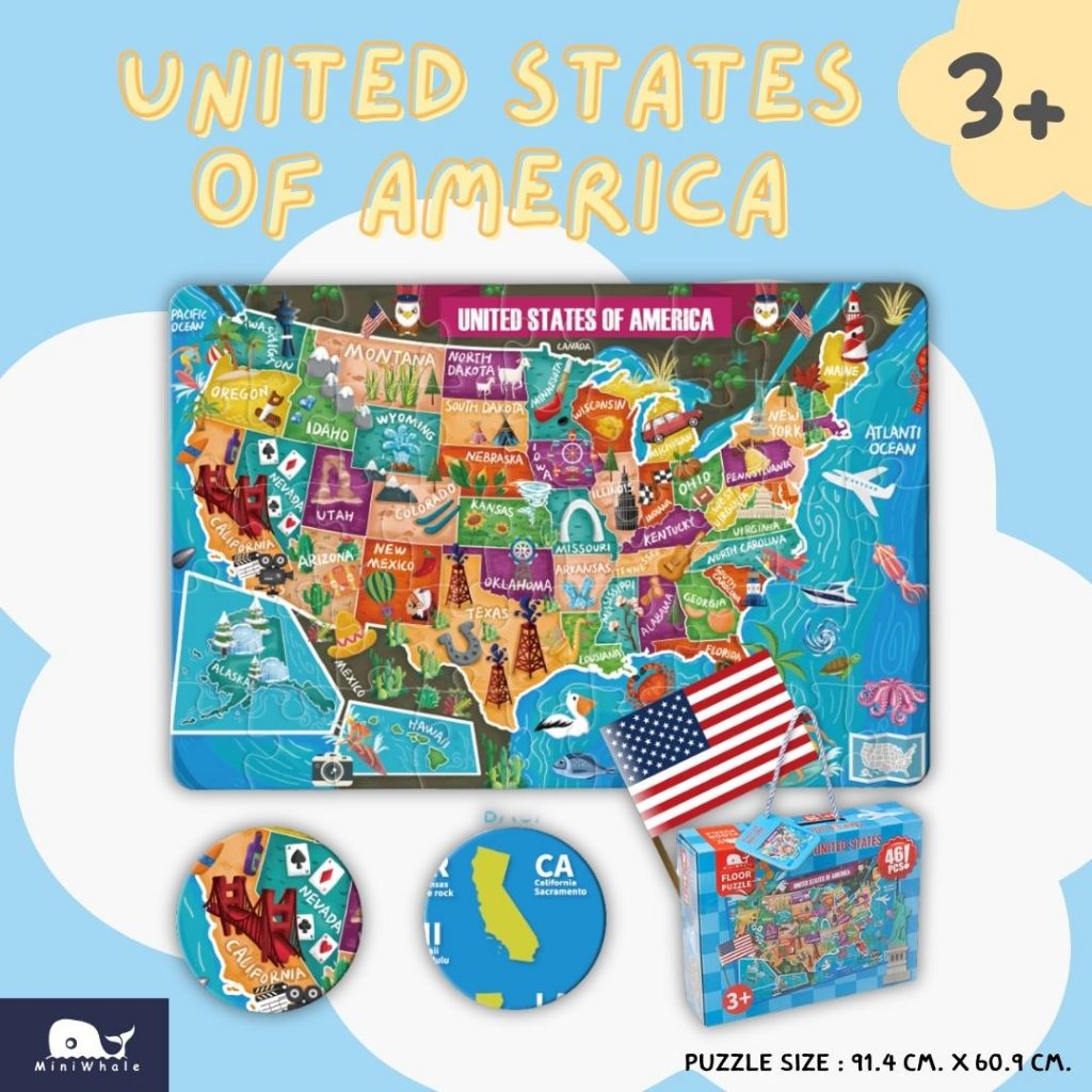 พร้อมส่ง Miniwhale Map of The United States Puzzle MW4106 | Shopee Thailand