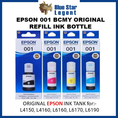 Epson Ink 001 Original BK C M Y (C13T03Y100) FOR EPSON L4150 L4160 ...