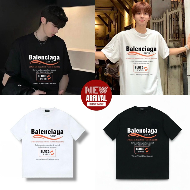 BLNCG 🔄 PARIS PRINT LOGO T-Shirt เสื้อยืดแขนสั้นคอกลม Balen ผ้า cotton ...