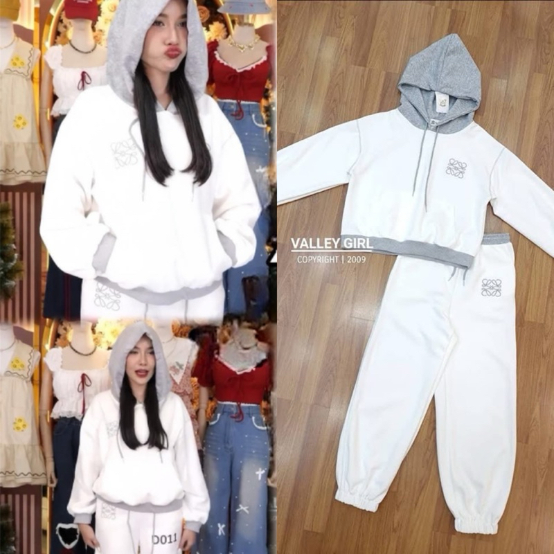 (M,L) เซตวอร์มแขนยาว+กางเกงขายาว ป้าย valley girl | Shopee Thailand