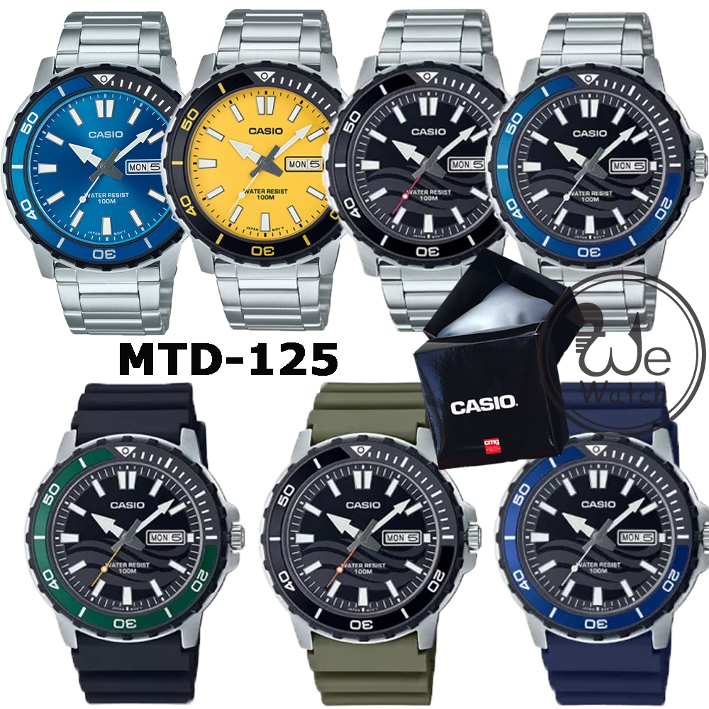 !!ประกัน1ปีและกล่อง CMG!! CASIO รุ่น MTD-125 นาฬิกาผู้ชาย ทรงสปอร์ต กัน ...