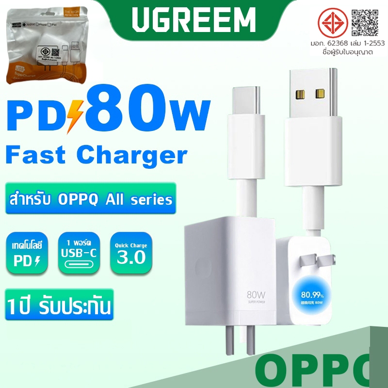 รับประกัน1 ปี🌊ชุดชาร์จเร็วสุด OPP0 80W SUPER VOOC+หัวชาร์จ สายชาร์จ ชุด ...