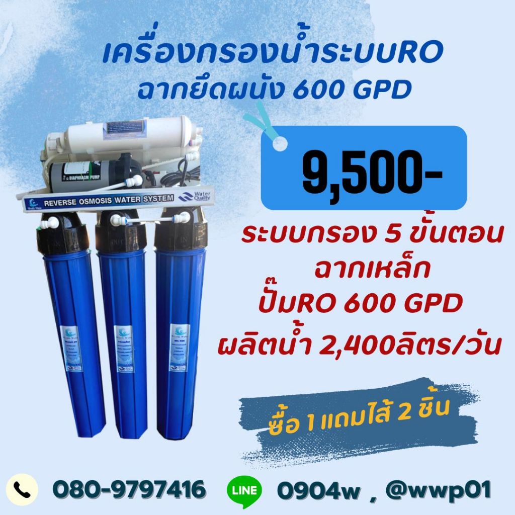 เครื่องกรองน้ำRO 600 GPDแบบยึดผนังกำลังการผลิต2400ลิตรต่อวัน | Shopee ...