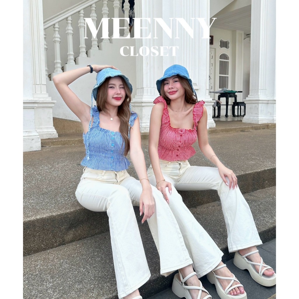 Meenny Closet | TY02 เสื้อสก็อตน่ารักสม็อคทั้งตัว | Shopee Thailand