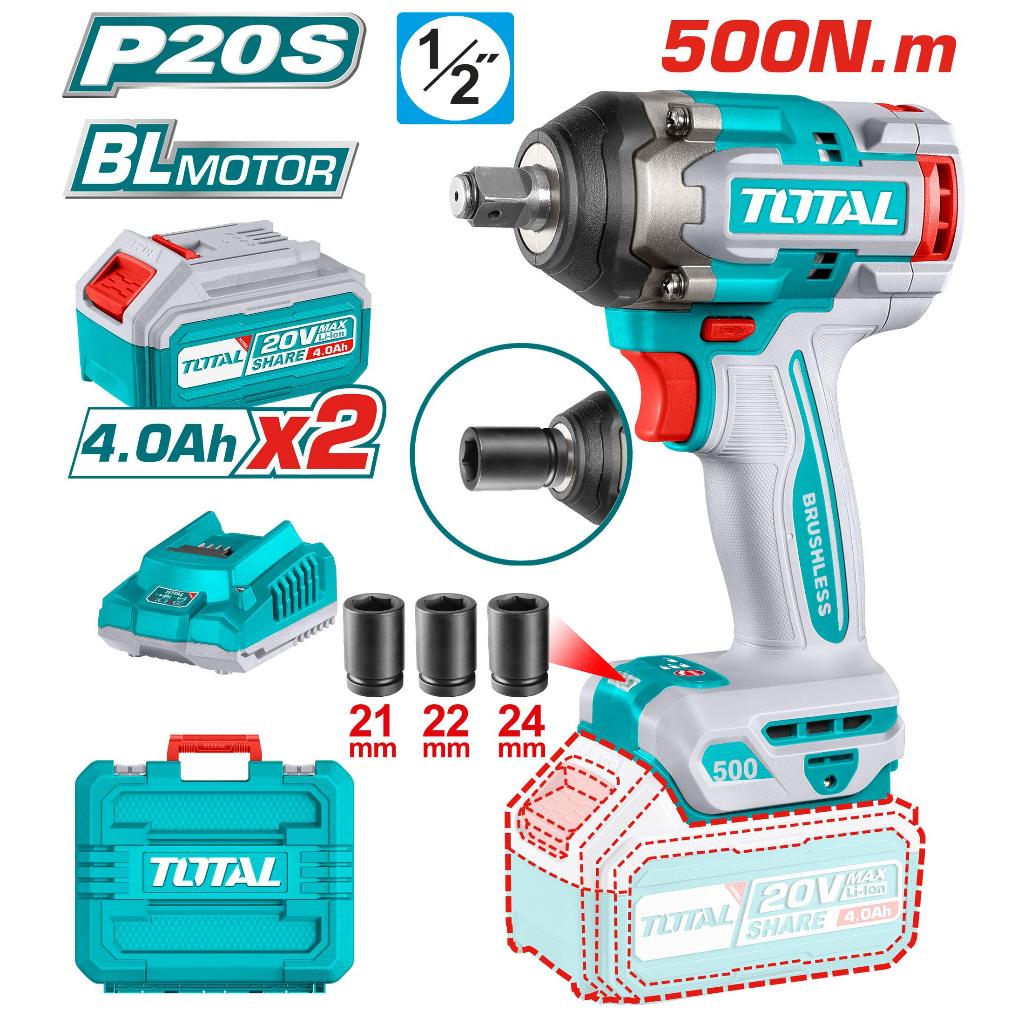 TOTAL บล็อกแบตเตอรี่ไร้สาย20V. 1/2" รุ่น TIWLI2050/TIWLI20501 | Shopee ...