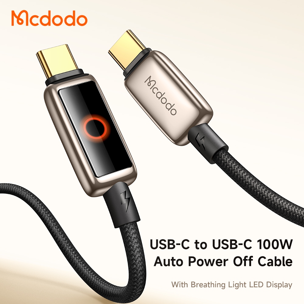 Mcdodo สายชาร์จ CtoC Auto Power Off 100W USB-C to USB-C with Breathing Light LED Display Data ...