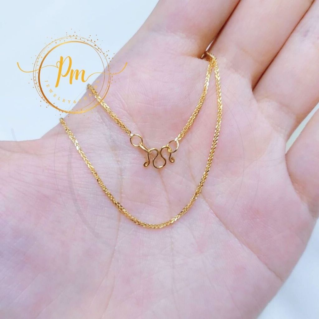 สร้อยคอทองแท้ PM ตะขอเอ็ม ทองคำแท้ 9k Italy (375) ลายสี่เสา มีใบรับ ...