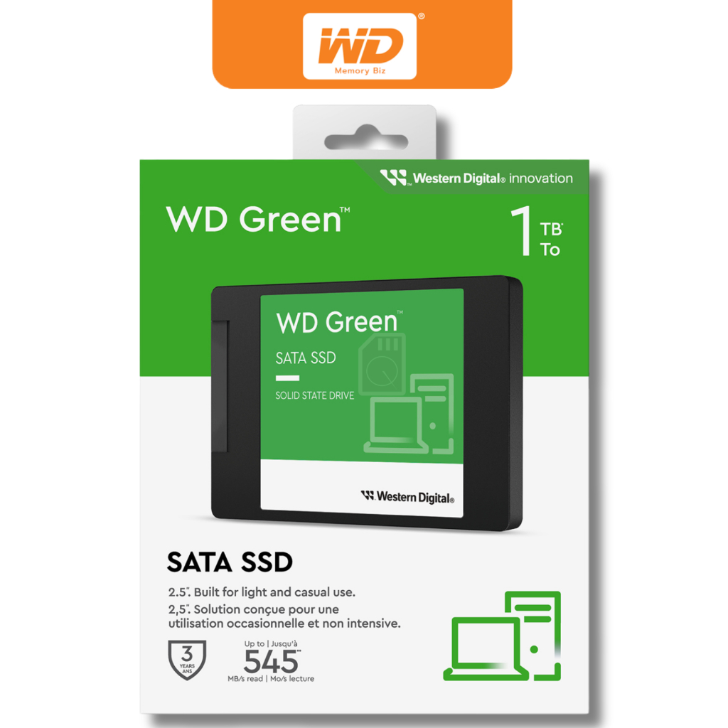 WD 1 TB SSD (เอสเอสดี) WD GREEN - 2.5" SATA READ 545MB/S WRITE 80MB/S ...