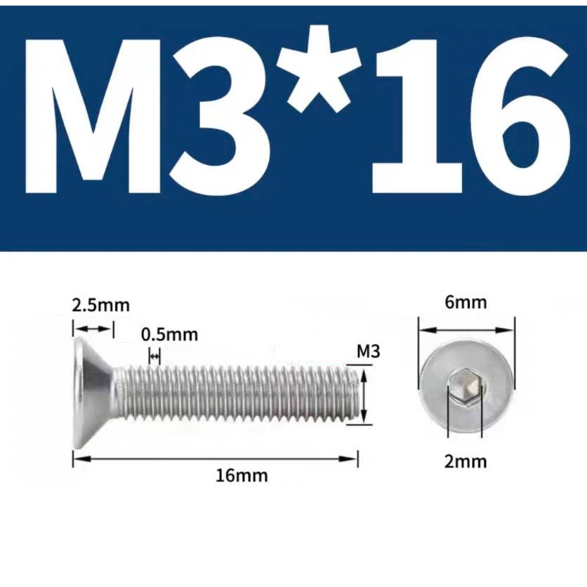 น็อต สกรู หัวจม เตเปอร์ สแตนเลส 304 M3x15-16 10ชิ้น/แพค | Shopee Thailand