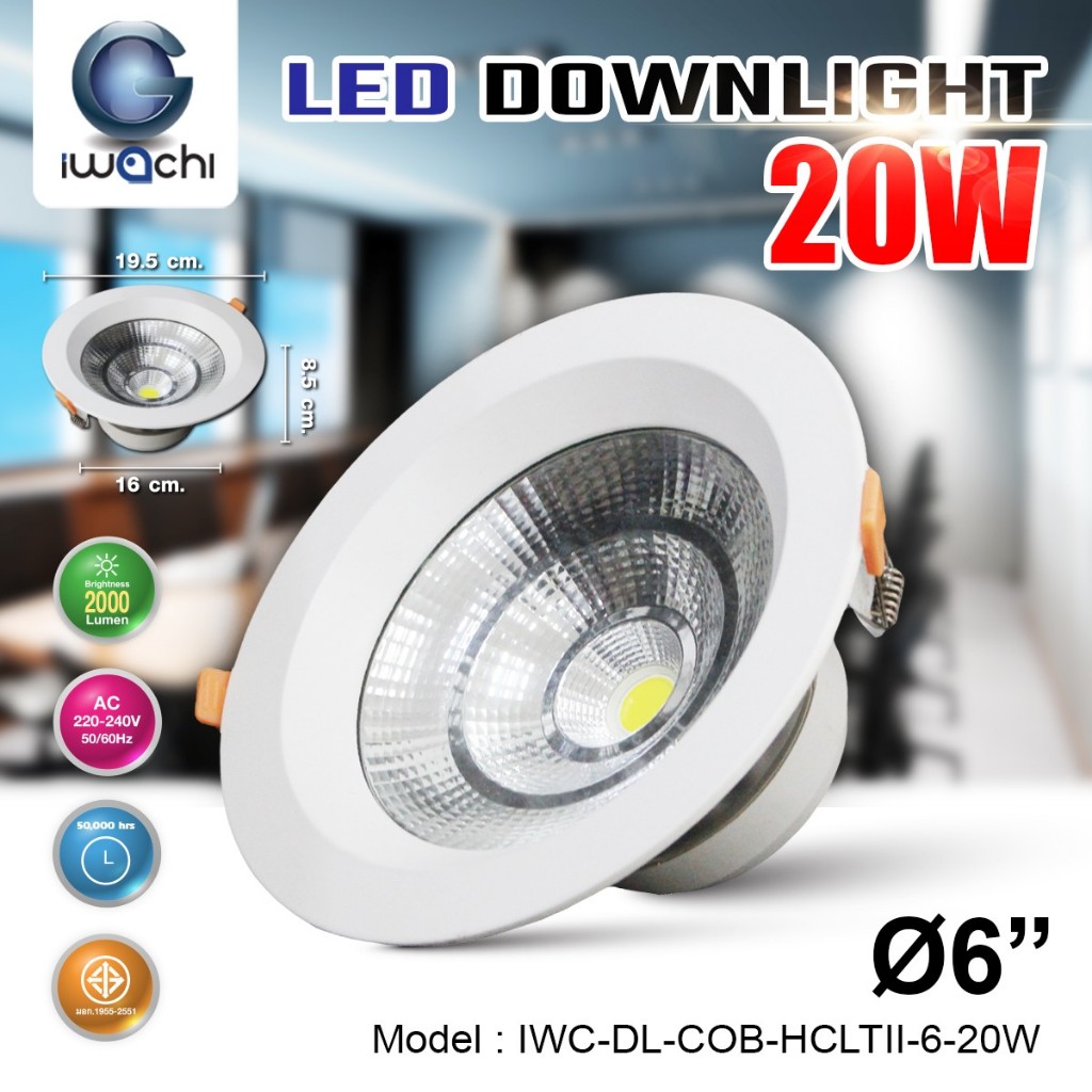 IWACHI โคมไฟดาวน์ไลท์ LED โคมไฟตกแต่งเพดานฝังฝ้า โคมไฟห้องนอน Downlight ...