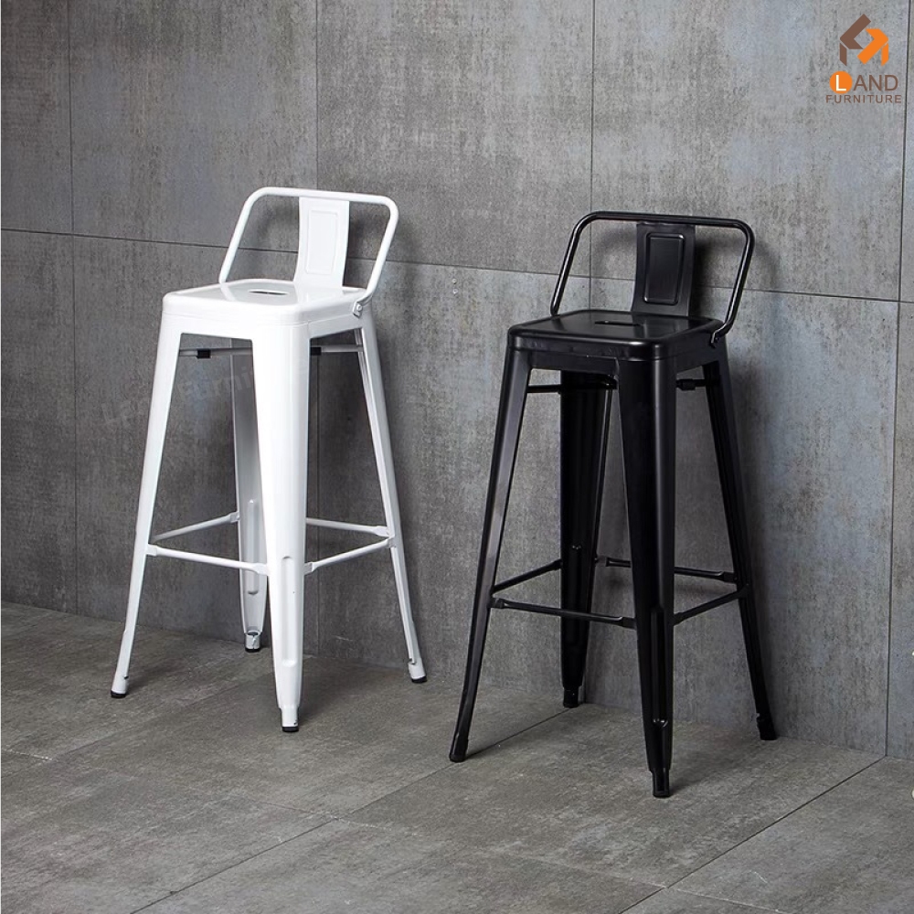 เก้าอี้บาร์สตู ทรงสูง มีพนักพิง [C-504D] สีดำและสีขาว พร้อมส่ง ส่งด่วน ส่งไว | Shopee Thailand