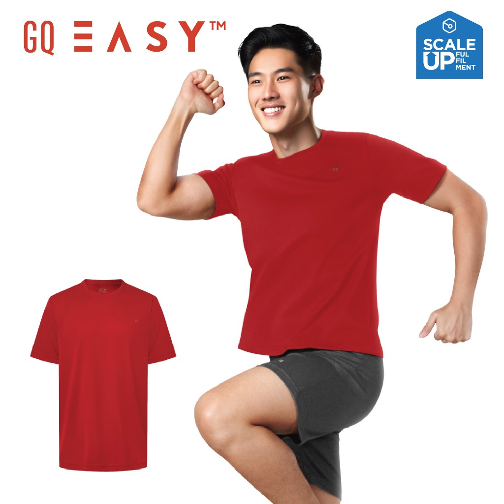 GQ Easy Sport เสื้อกีฬาคอกลม แขนสั้น เสื้อยืดคอกลม สีแดง ของแท้ 💯 ...