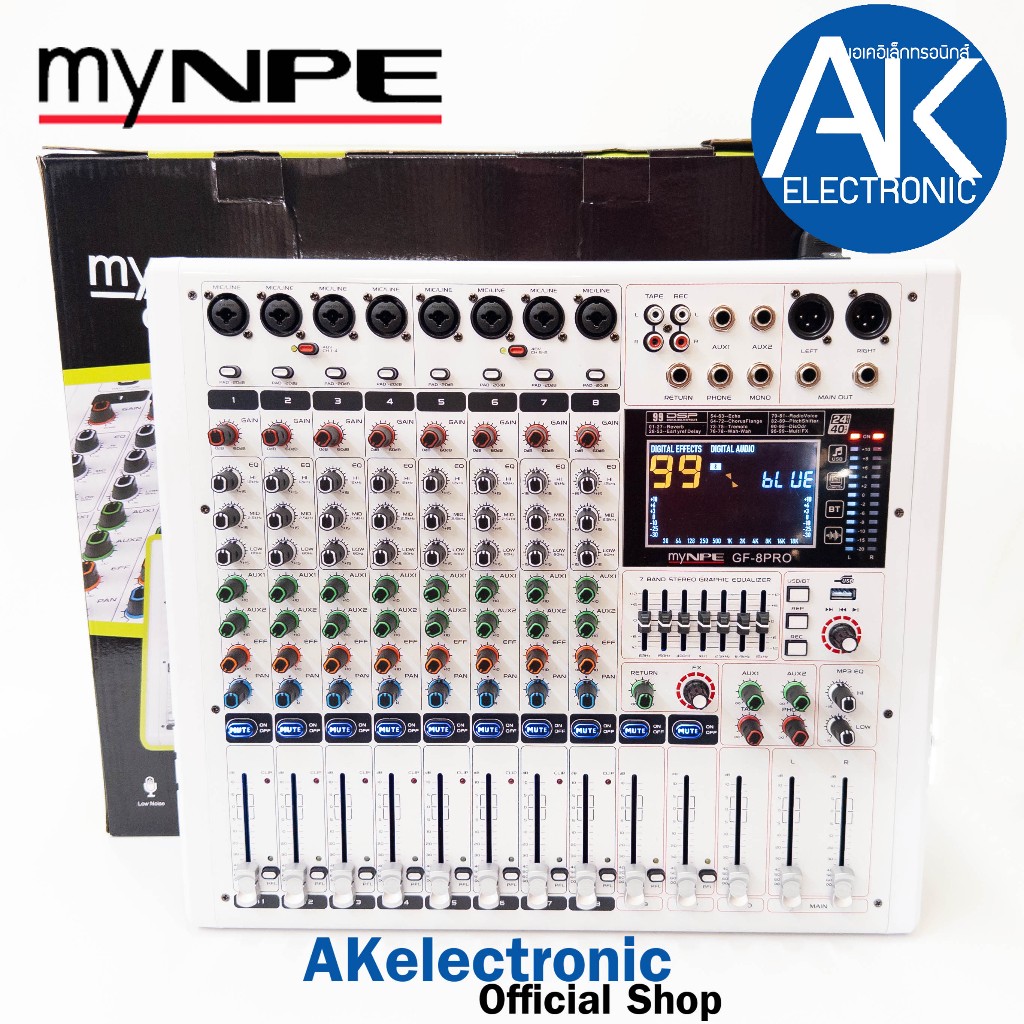 MYNPE GF-8PRO MIXER มิกเซอร์ 8 ช่อง พร้อมเอฟเฟคแท้99DSP บลูทูธ usb interface มิกเซอร์อนาล็อก ...