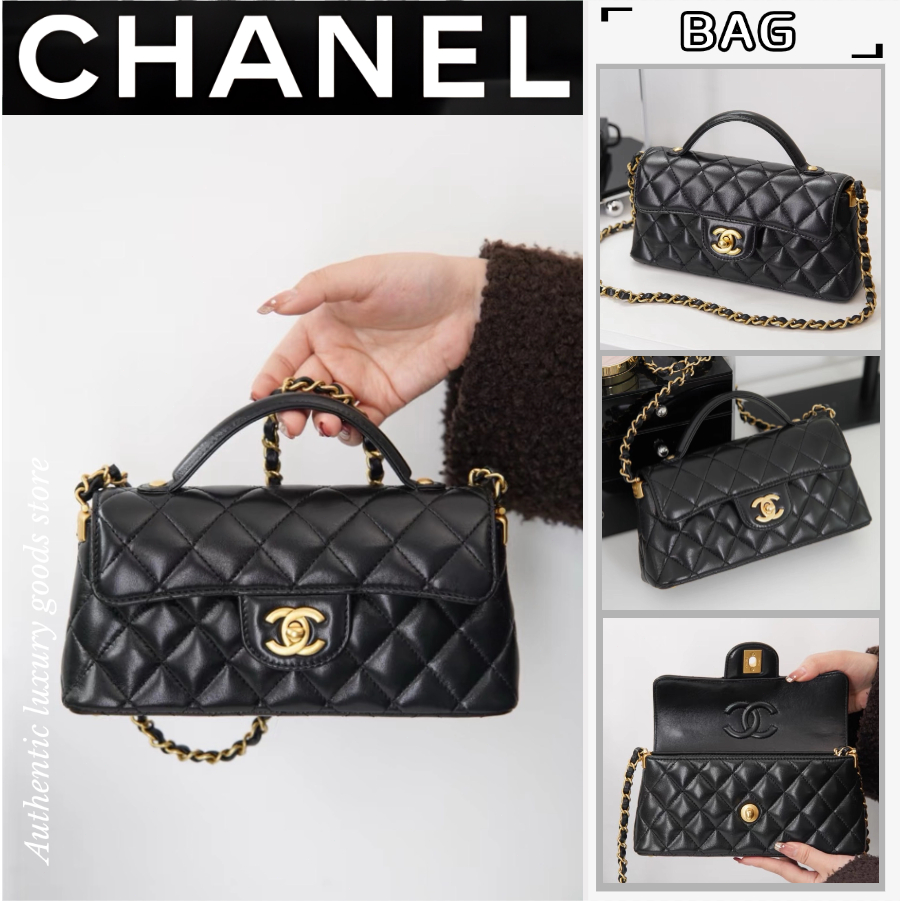 Chanel 25P new black gold buckle handbag crossbody bag / Chanel 25P ...