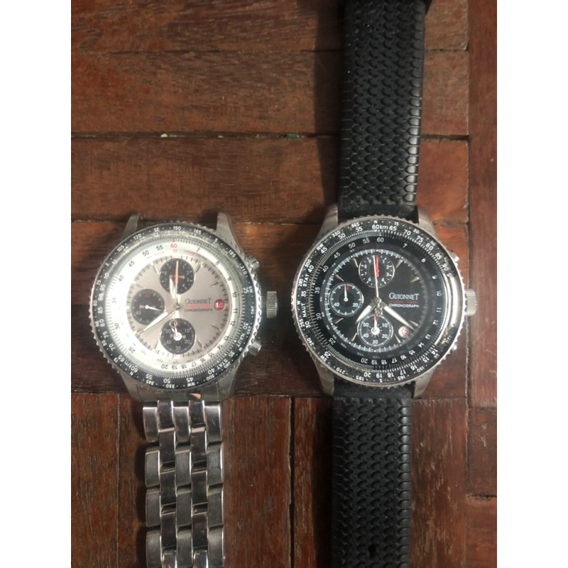 นาฬิกา guionnet flight timer chronograph 2 หน้าปัดขาว ดำ มือสอง | Shopee Thailand