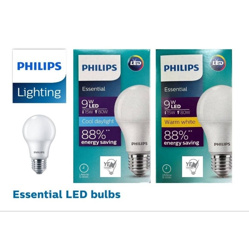 หลอดไฟ LED Philips 9W แสงขาว/แสงเหลือง ขั้วE27 ประหยัดไฟ ทนทาน | Shopee Thailand