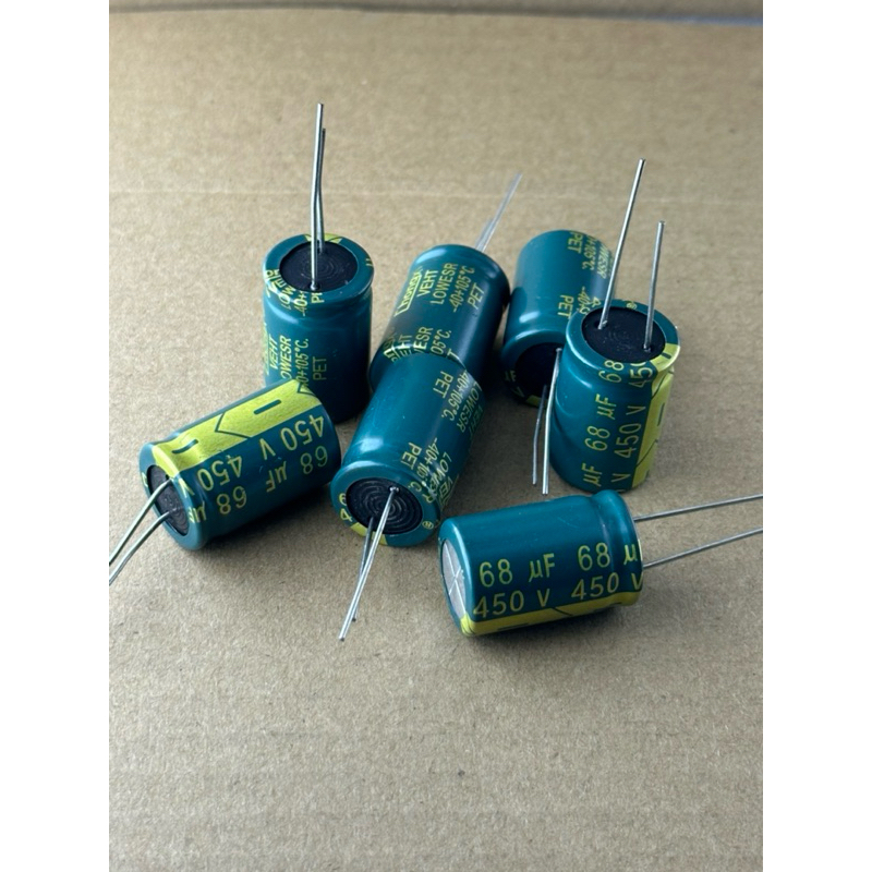 capacitor 68uf 68uf 450v 68uf450v ขาเขี้ยว ขาลงปริ้น ของใหม่เอี่ยม ...