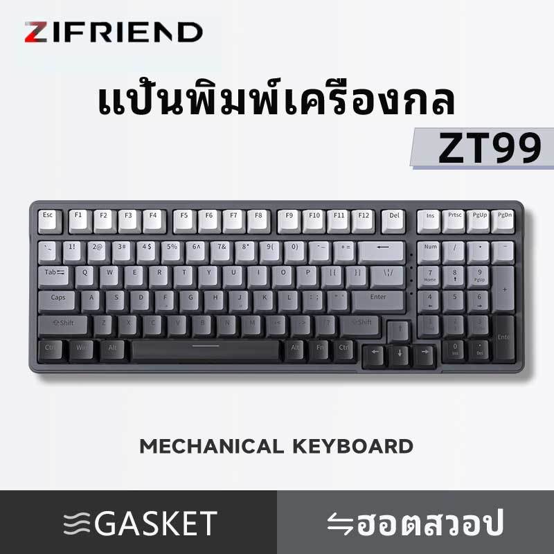 ZIFRIEND ZT99 คีย์บอร์ดเครื่องกลที่กำหนดเอง TYPE-C แบบมีสายโครงสร้างปะเ ...
