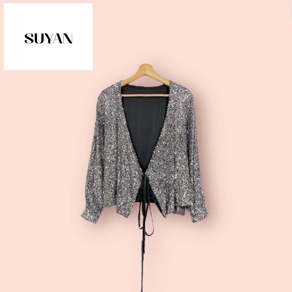 เสื้อ Suyan ผ้าเลื่อมอย่างดี ไซด์ - F อก 42-44 ยาว 23 นิ้ว เสื้อคลุมทรง ...