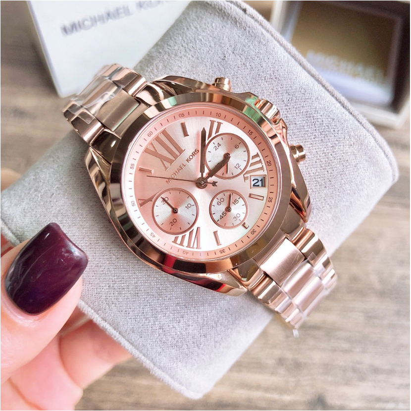Michael Kors MK5799 36mm Bradshaw Chronograph Rose Gold-Tone Stainless ...