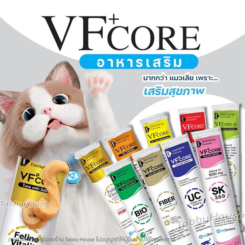 (1ซอง) VFcore ครบทุกสูตร ในรูปแบบขนมแมวเลียรสอร่อย เนื้อทูน่าและแซลม่อนแท้ๆ ทานง่าย น้องๆชอบ ...
