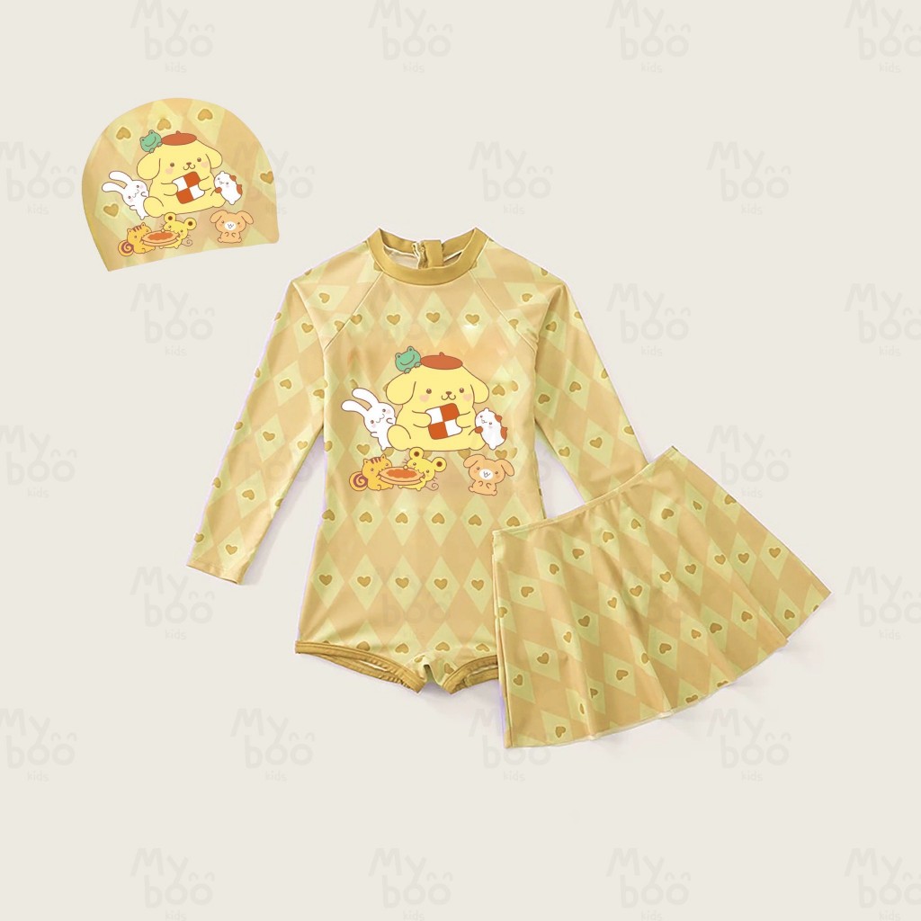 PANG KIDS ชุดว่ายน้ำลูกสาว มีซิปหลัง แถมหมวก น่ารักทุกสี N0597 | Shopee ...