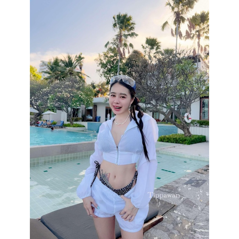 Tag 'TIPPAWAN ' พร้อมเปียก Set 4 ชิ้นสุดคุ้ม เสื้อแขนยาวมีฮูดจัมช่วงขอบเอว บรา+บิกินนี่ มาพร้อม ...