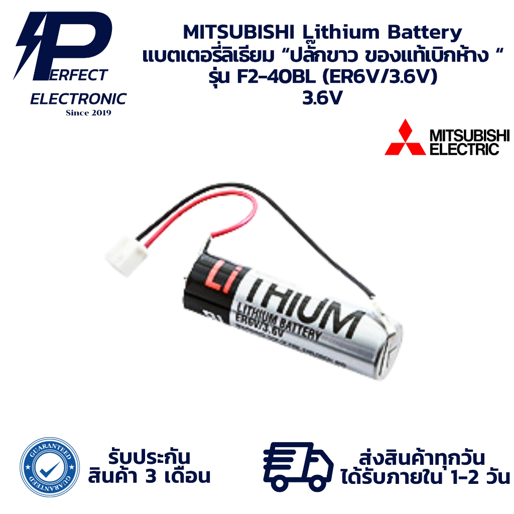 F2-40BL (ER6V/3.6V) MITSUBISHI Lithium Battery แบตเตอรี่ลิเธียม “ปลั๊ก ...