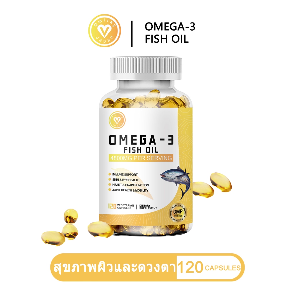 Omilay Fish Oil Omega3 แคปซูล น้ํามันปลา โอเมก้า3 Capsule Skin Eye Health ดีเอชเอ อีพีเอ DHA EPA ...