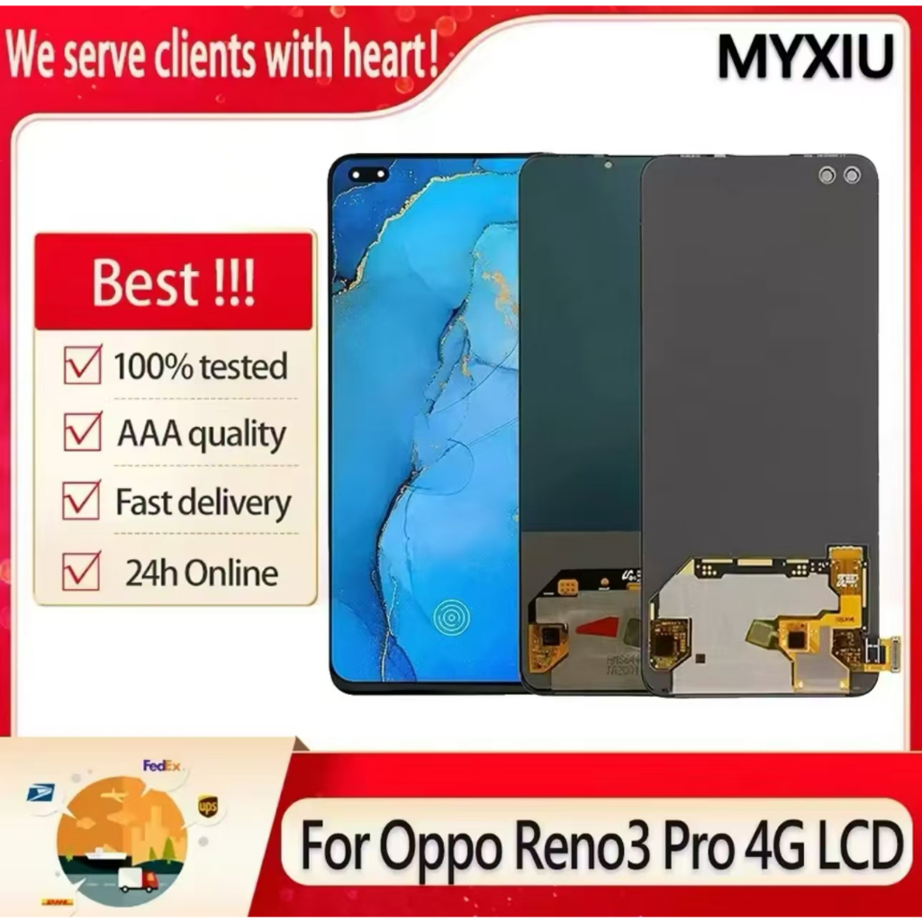 6.4 นิ้วต้นฉบับ Oppo Reno3 Pro 4G จอ LCD เปลี่ยนหน้าจอสัมผัส Reno3 Pro ...