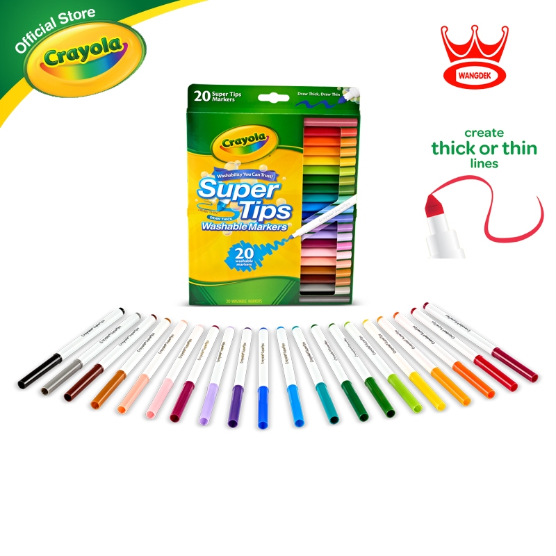 Crayola Supertips 20 Colors เครโยล่า สีเมจิกล้างออกได้ ซุปเปอร์ทิปส์ 20 ...