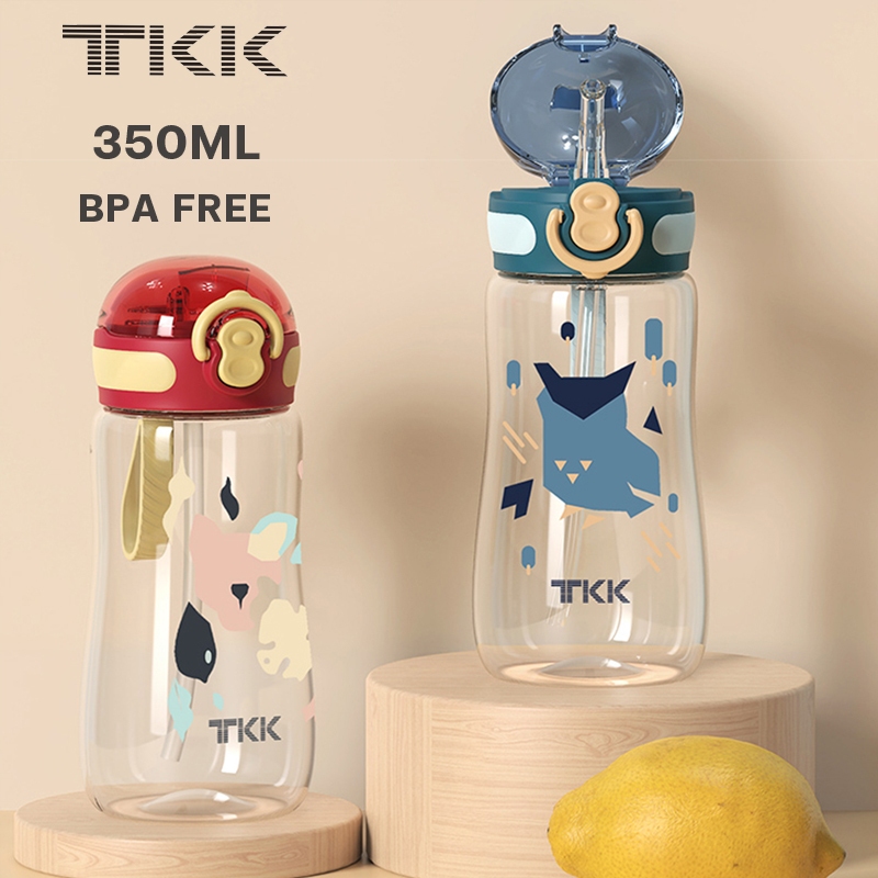 TKK 350ml ขวดน้ำเด็กพกพา สำหรับอนุบาล เด็กไปโรงเรียน มีหลอดดูด Tritan BPA Free ทนร้อนตกไม่แตก ...