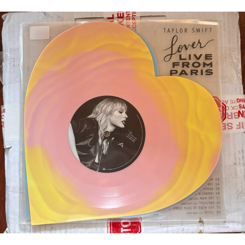 แผ่นเสียง Taylor Swift - Lover From Paris Heart Shaped Blue, Pink & Yellow Marbled Limited ...