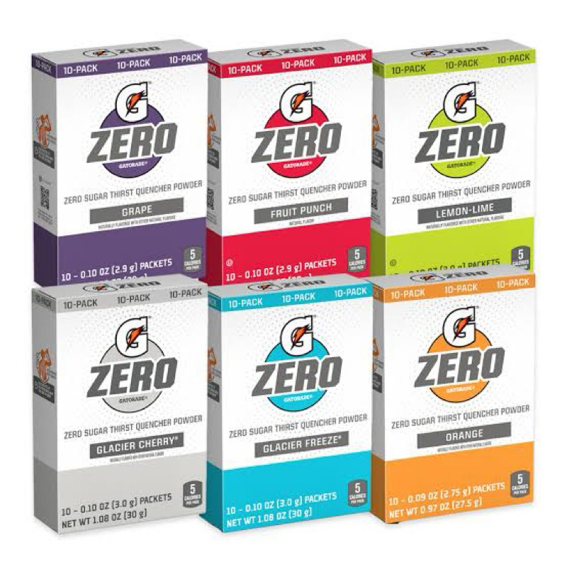 Gatorade G Zero powder mix box of 10 sachets | Shopee Thailand
