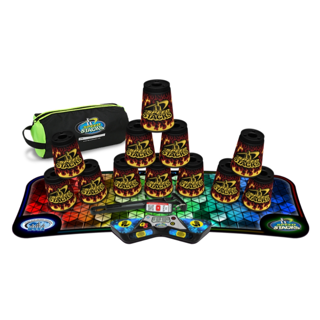 ชุดแก้วสแต็ค G5 Competitor Speed Stacks (แก้วPremiumลายไฟ+แผ่นรองPro Mat G5+นาฬิกาG5+กระเป๋า ...