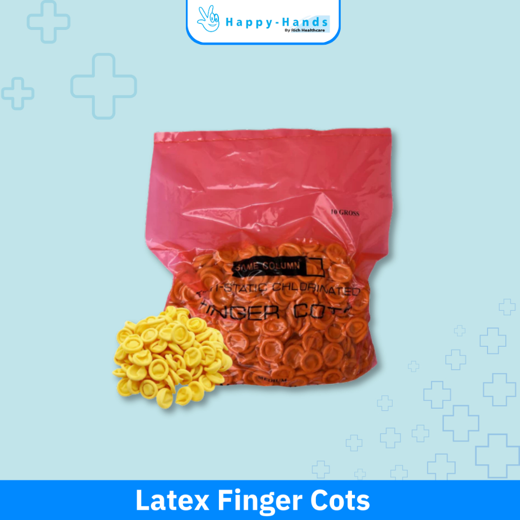 ถุงนิ้วยางสีเหลือง Latex Finger Cots (Yellow) ไม่มีแป้ง ป้องกันฝุ่น รอย ...