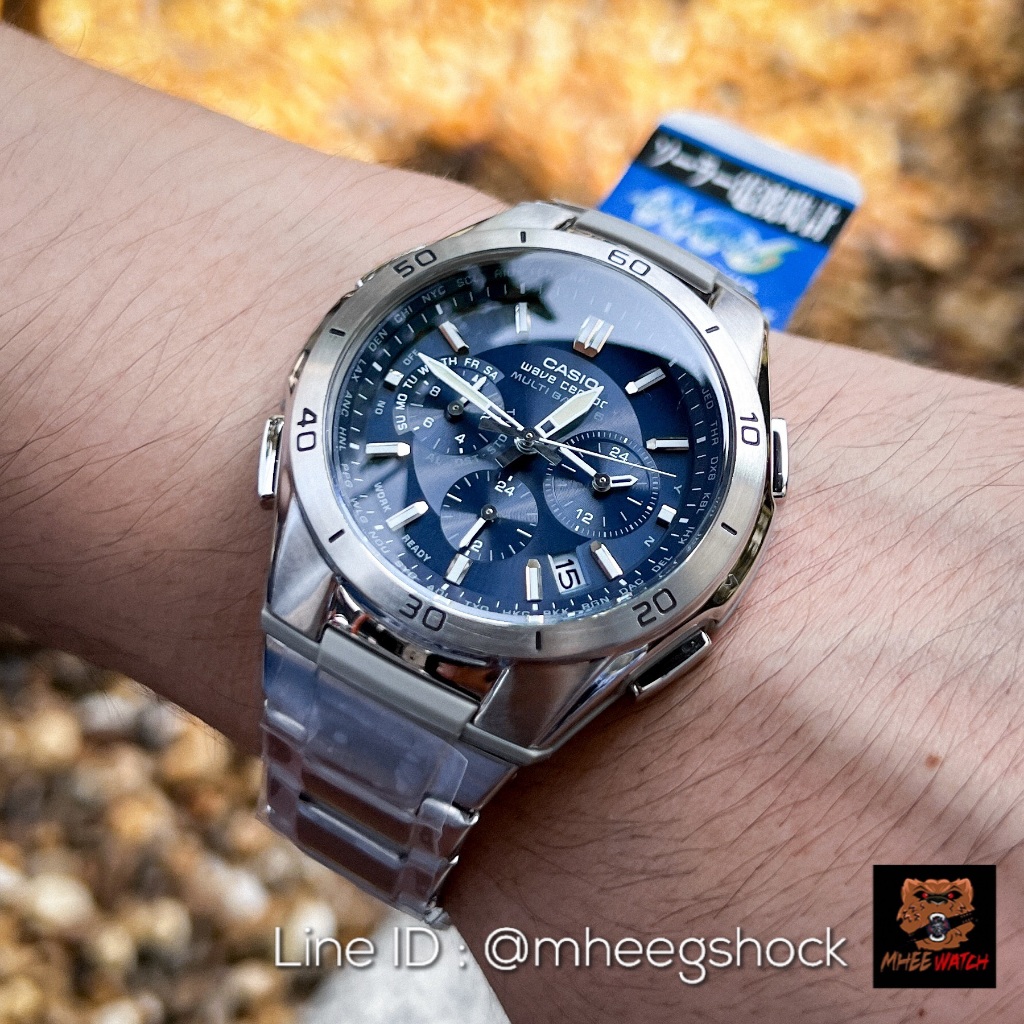 Casio Wave Ceptor Solar Chronograph Stainless Steel Bracelet with Deep ...