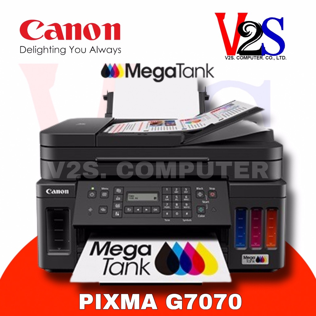 Canon PIXMA รุ่น G7070 AIO Wi-Fi ปริ้นเตอร์มัลติฟังก์ชันอิงค์เจ็ทแท้ง 4 IN 1 หมึกเติมแท้พร้อมใช้ ...