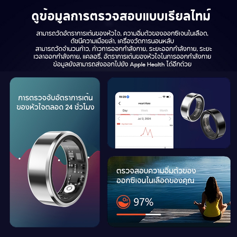 Aolon Ring Gen 3 Smart Ring Swim แหวนอัจฉริยะ IP68 กันน้ํา แหวนอัจฉริยะ ...
