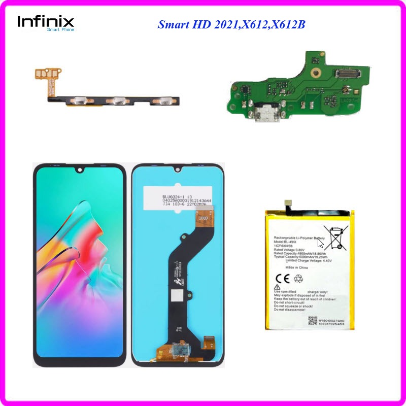 อะไหล่ infinix Smart HD 2021,X612,X612B,สายแพร/แบตเตอรี่(BL-49iX ...