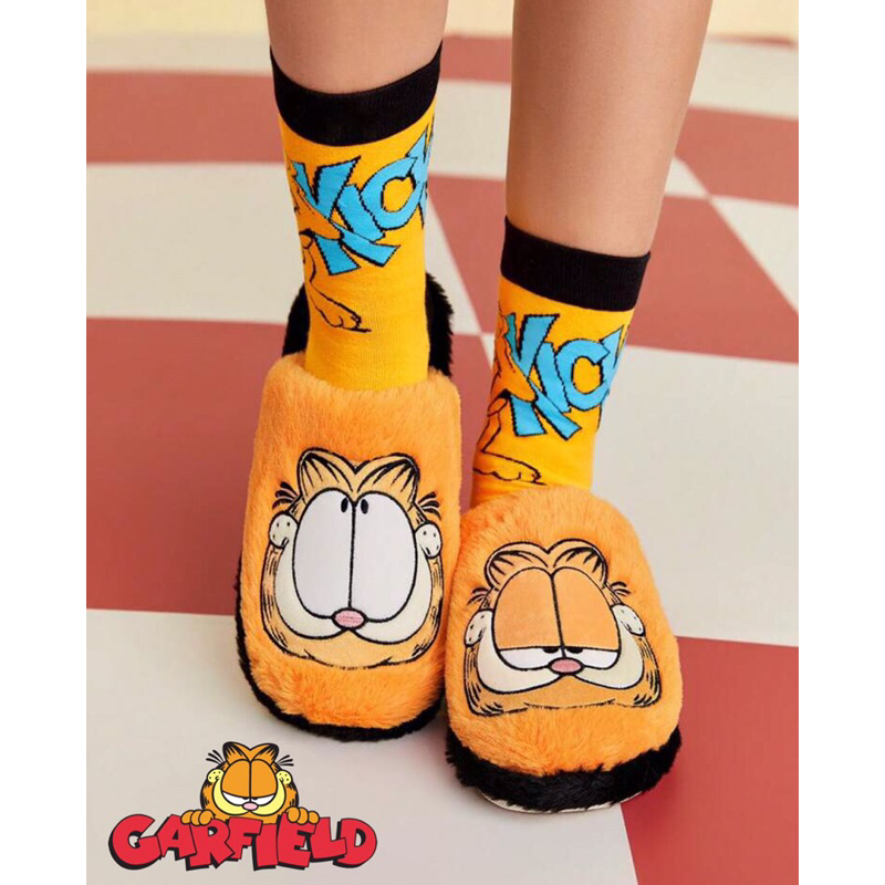 [พร้อมส่ง🇹🇭] รองเท้าสำหรับใส่ในบ้าน GARFIELD Embroidered Plush House ...