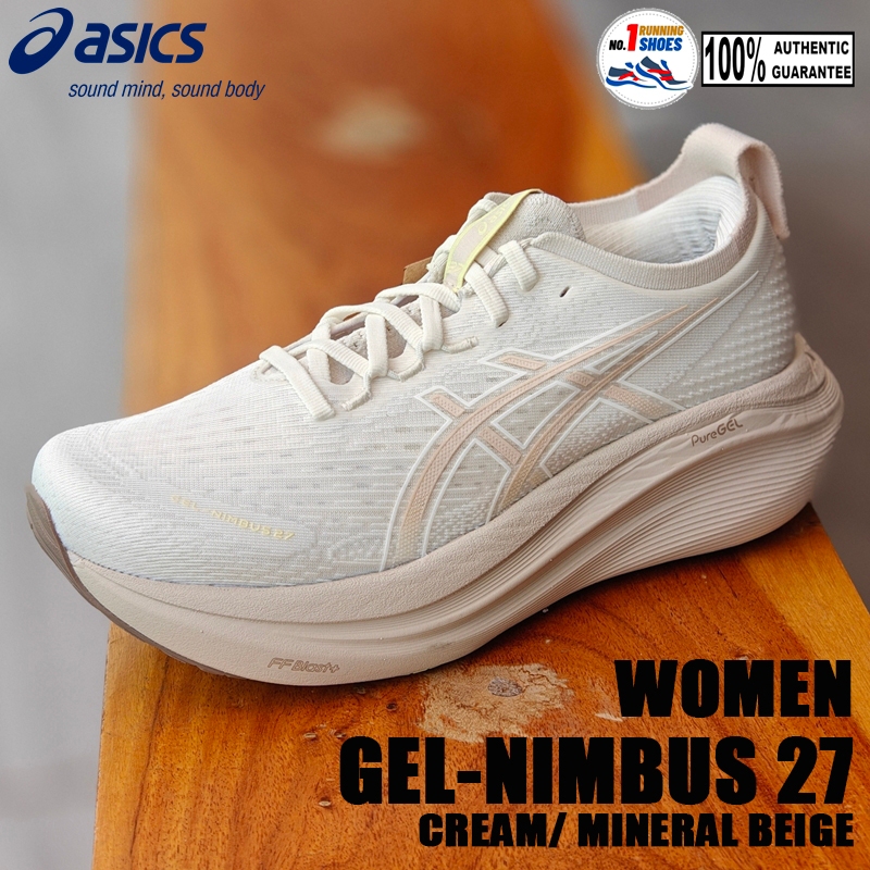 [WOMEN] Asics รุ่น Nimbus 27 1012B753-102 สี Cream/ mineral beige ของเเท้ 100% | Shopee Thailand