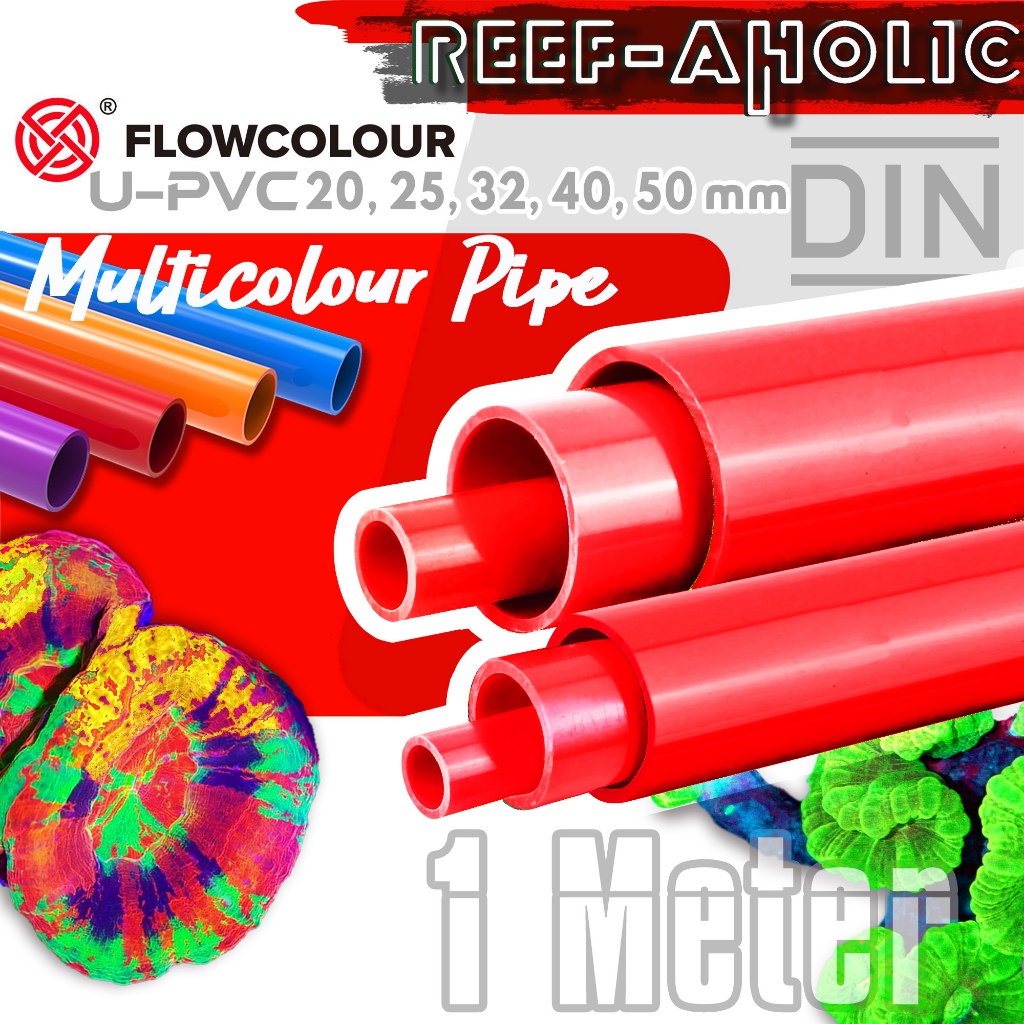 Reef-Aholic Flowcolour Red Pipe 20 - 63 mm. ท่อแดง ยาว 1 เมตร มัน เงา วาว แว๊บ วิ้ง ท่อซิ่ง U ...