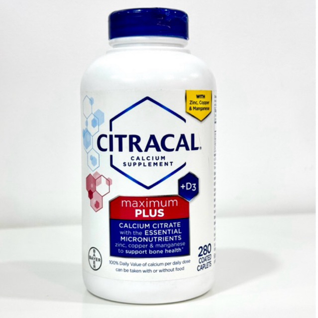 Citracal Maximum Plus Calcium Citrate + D3, 280 Caplets (ขวดขาว ...
