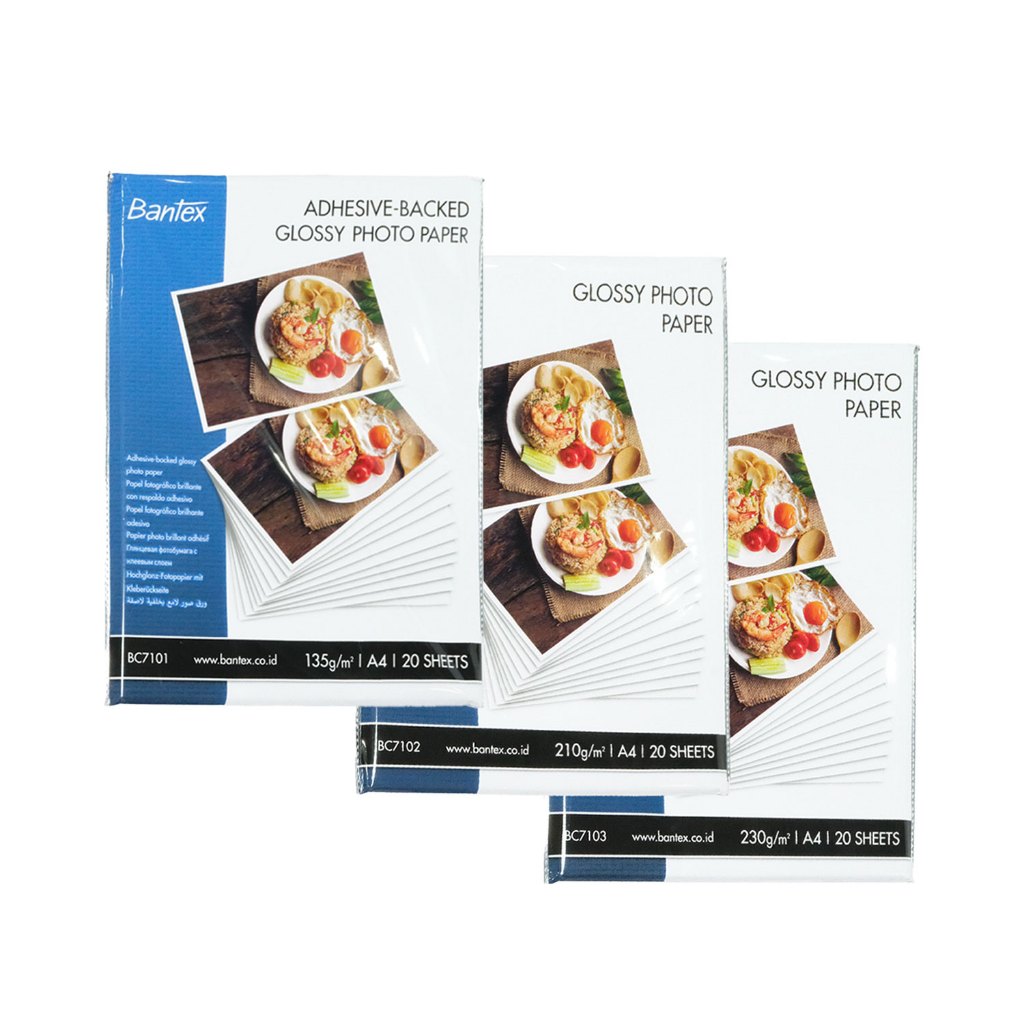 Bantex กระดาษโฟโต้ กระดาษมันเงา พิมพ์งานคุณภาพสูง A4 135g/210g/230g (แพ็ค 20แผ่น) Glossy Photo ...