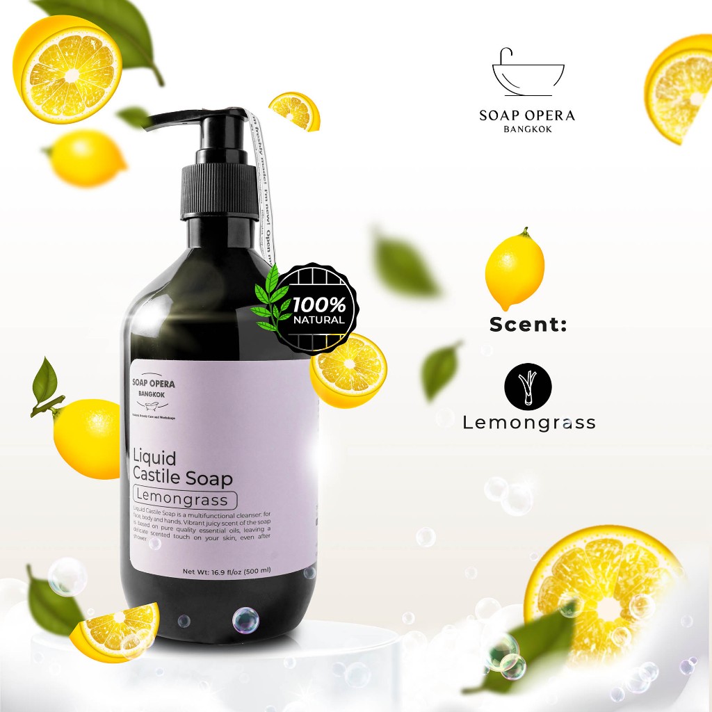 Liquid Castile Soap 500ml Body Wash in Lemongrass (สบู่เหลวคาสตีลกลิ่น ...