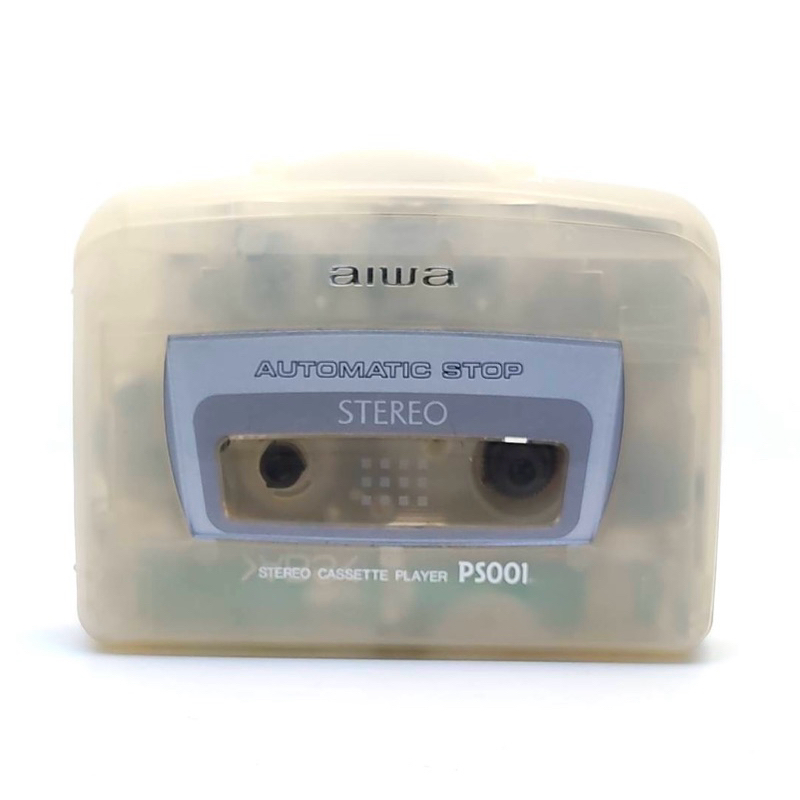 เครื่องเล่นเทปขนาดพกพา aiwa HS-PS001 สีขาว โปร่งใส พร้อมใช้งาน สายพาน ...