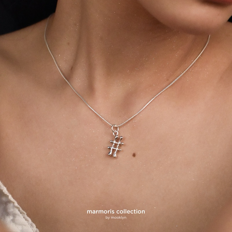 mooklyn.co HASH NECKLACE silver925(เงินแท้) สร้อยคอเงินแท้จี้แฮชแท็ก ...